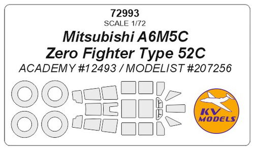 KV Models 72993 Mitsubishi A6M5C Zero Fighter Type 52C - (ACADEMY, MODELIST) + wheels masks
