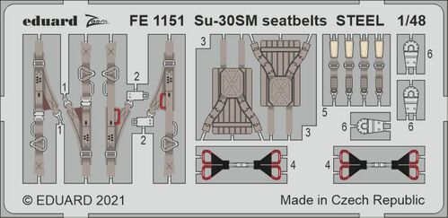 DISCONTINUED Eduard FE1151 Su-30SM seatbelts STEEL KITTY HAWK