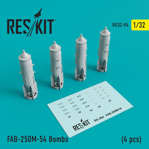 DISCONTINUED RES/KIT 32-0094 FAB-250М-54 Bombs (4 pcs)( Su-25, MiG-21, MiG-27)