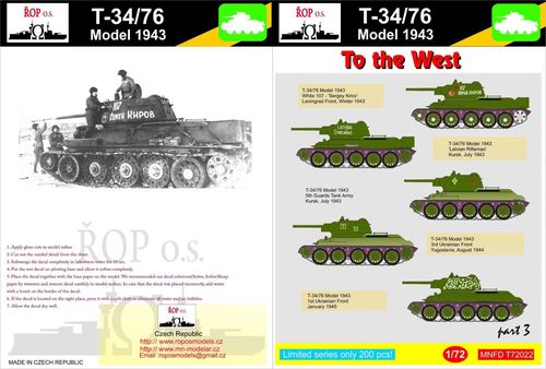 Ropos Models MNFDT72022 T-34/76 Model 1943 - To the West