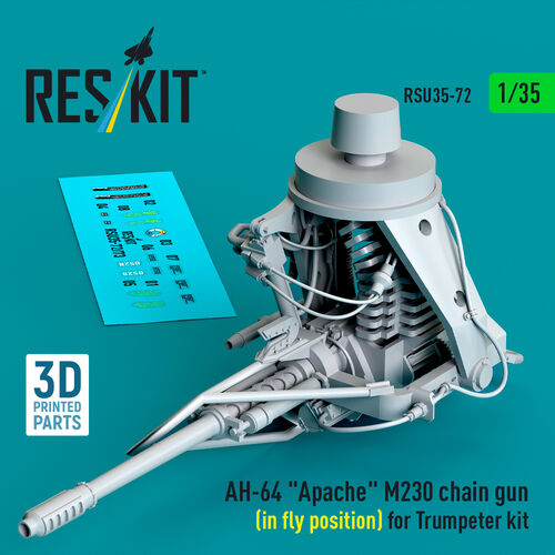 RES/KIT U35-0072 AH-64 'Apache' M230 Chain Gun (In Fly Position) For Trumpeter Kit (3D Printed)