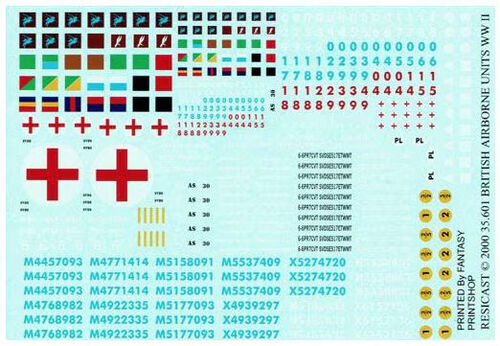 Resicast 356601 Airborne Decals - British, Canadian and Polish Markings