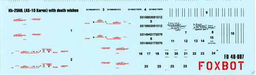 FOXBOT 48-087 Stencils for Missile Kh-25ML (AS-10 Karen) with death wishes (Ukranian Air Forces)