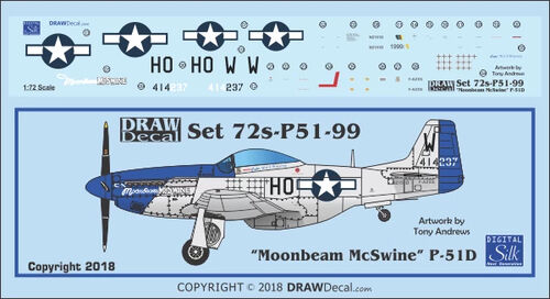 Draw Decal 72-P51-99 North American P-51 D - "Moonbeam McSwine" Gathering of Mustangs and Legends