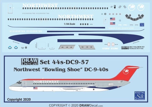 Draw Decal 44-DC9-57 Douglas DC-9-40 - Northwest Bowling Shoe
