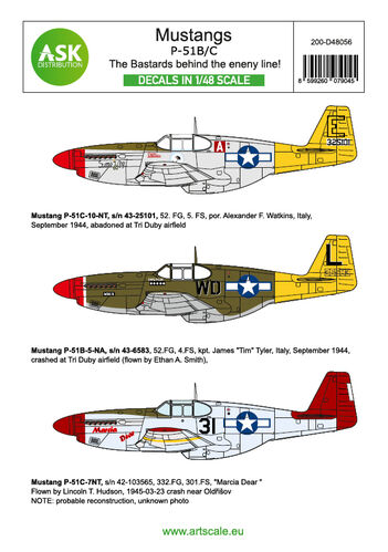 Art Scale Kit D48056 North American P-51 B/C Mustang - The Bastards behind the enemy line!