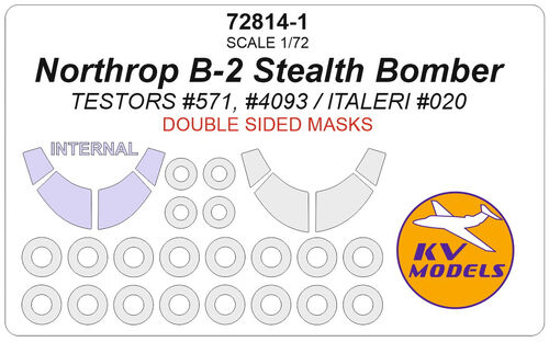 KV Models 72814-1 Northrop B-2 Stealth Bomber (Double-Sided) And Wheels Masks