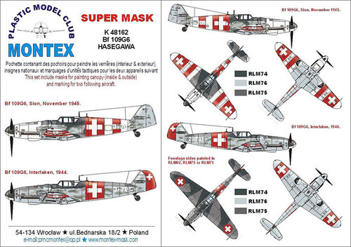 Montex K48162 Bf 109G6 (Swiss) HASEGAWA