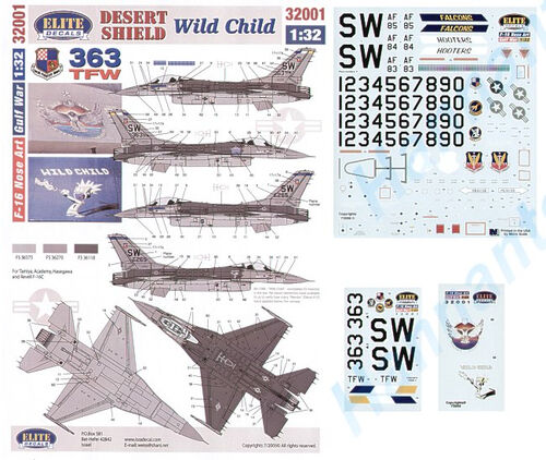 Elite Decals 32001 Lockheed Martin F-16 C - Nose Art 363TFW Part 1 (2 schemes)