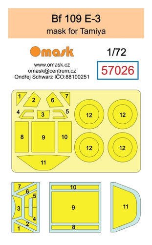 Omask 57026 Messerschmitt Bf-109 E-3 Masks (for Tamiya kits)