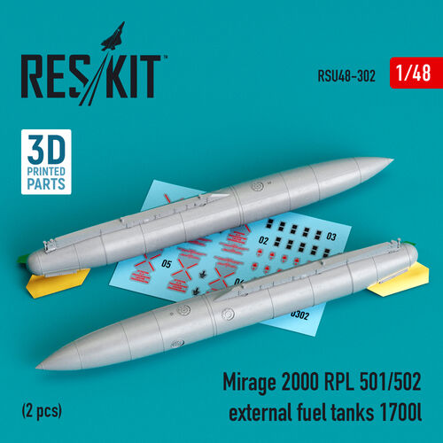 RES/KIT U48-0302 Mirage 2000 RPL 501/502 External Fuel Tanks 1700lt (2 pcs)