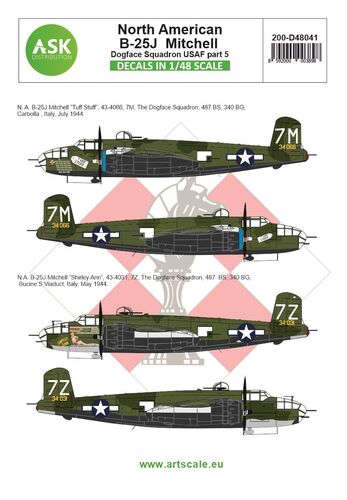 Art Scale Kit D48041 B-25J Mitchell part 5 - US Dogface Squadron, "Shirley Ann" And "Tuff Stuff", Mediterranean Area