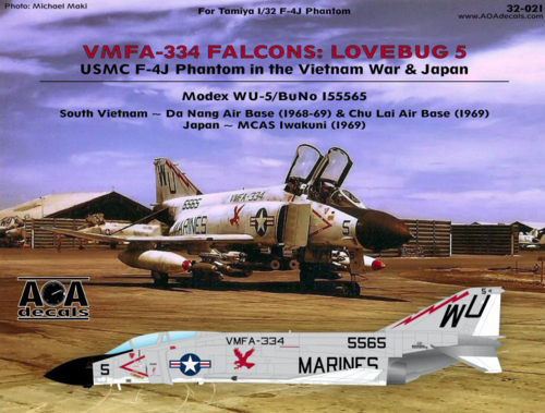 AOA decals 32-021 VMFA-334 Falcons: Lovebug 5 - USMC F-4J Phantom in the Vietnam War & Japan
