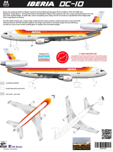 8aDecs 7909-600-144 IBERIA DC-10 1990
