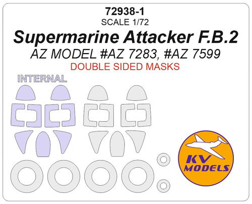 KV Models 72938-1 Supermarine Attacker F.B.2 (AZ MODEL #AZ 7283, #AZ 7599) - (Double sided) + wheels masks