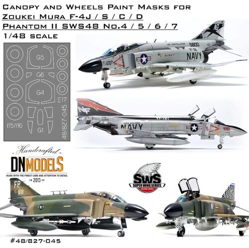 DN Models 48-827-045 Canopy And Wheels Paint Masks For F-4 J/S/C/D Phantom II Zoukei-Mura SWS No. 4, 5, 6, 7