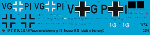 Peddinghaus-Decals 2131 Do 335 A-0 Test Markings Plane 1/3 Rechlin 1945