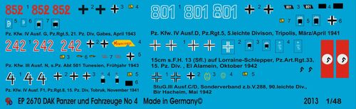 Peddinghaus-Decals 2670 DAK Tank Markings No. 4