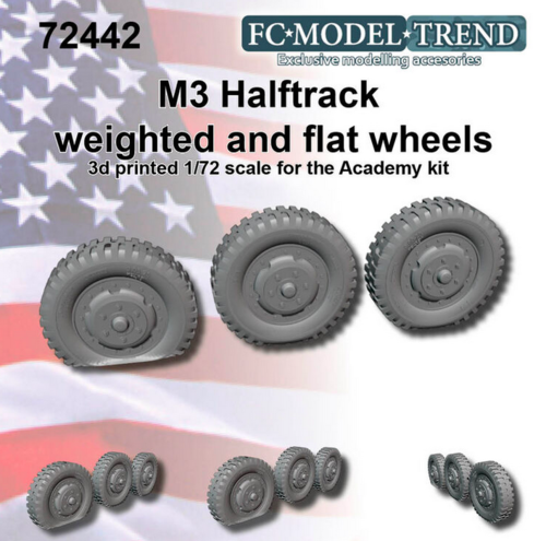 FC ModelTrend 72442 M3 halftrack, weighted wheels + flat wheel.