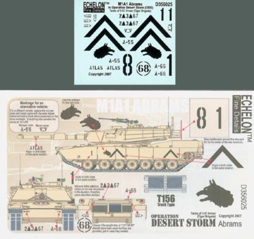Echelon Fine Details D356025 M1A1s in ODS tanks of 3-67 Armor Tiger Brigade
