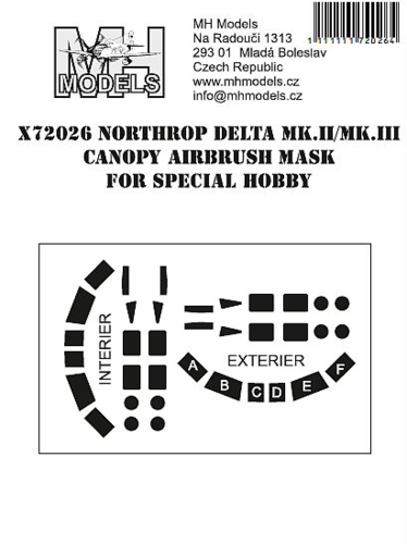 MH Models X72026 Northrop Delta Mk.II / Mk.III canopy airbrush mask