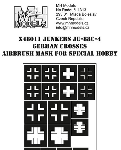 MH Models X48011 Junkers Ju-88 C-4 German Crosses Airbrush Mask