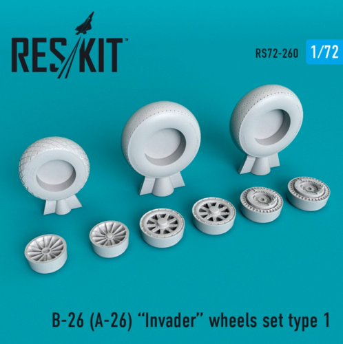 DISCONTINUED RES/KIT 72-0260 B-26 (A-26) Invader wheels set type 1
