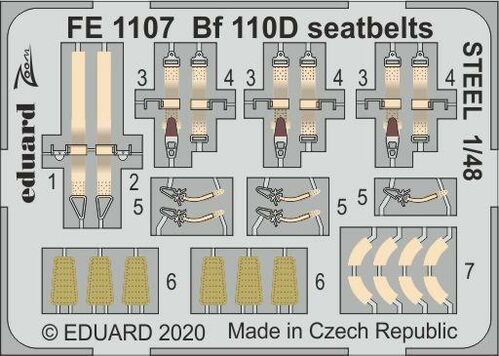 Eduard FE1107 Bf 110D seatbelts STEEL DRAGON
