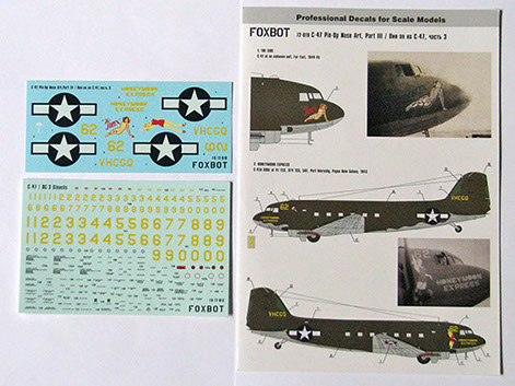 FOXBOT 72-019 Douglas C-47 Skytrain/Dakota "Pin-Up Nose Art and Stencils" Part # 3