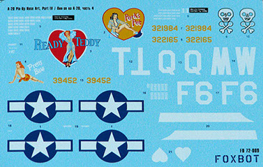 FOXBOT 72-009 Douglas A-20 Boston "Pin-Up Nose Art and Stencils" Part # 4