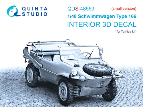Quinta Studio QDS48553 Schwimmwagen Type 166 - 3D-Printed & Coloured Interior on Decal Paper (for Tamiya Kits / Small Version)