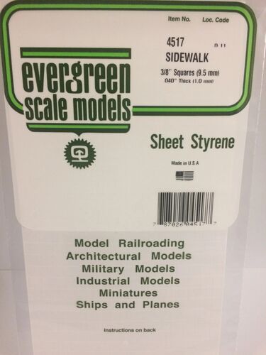 Evergreen 04517 1,00 mm Polystyrene Sheet Sidewalk 9,50 x 9,50 mm (15 x 30 cm)