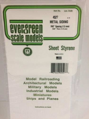 Evergreen 04527 1,00 mm Polystyrene Sheet Metal Siding 1,50 mm (15 x 30 cm)