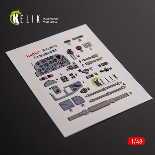 KELIK K48109 IL-2M3 - Interior 3D Decals For Academy/Accurate Miniatures Kit