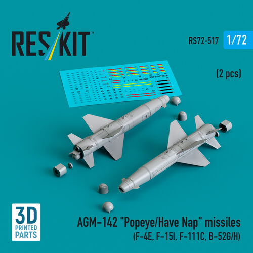 RES/KIT 72-0517 AGM-142 'Popeye/Have Nap' Missiles (2pcs) (F-4E, F-15I, F-111C, B-52G/H) (3D Printed)