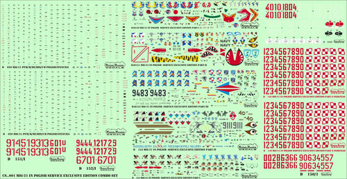 Model Maker Decals CS72001 MiG-21 In Polish Service Exclusive Edition - Combo Set, Bonus Markings