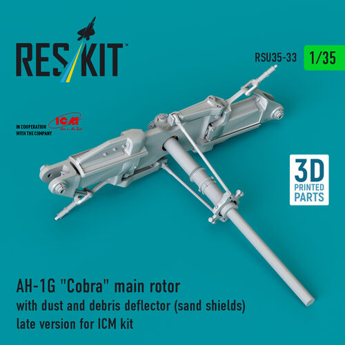 RES/KIT U35-0033 AH-1G 'Cobra' Main Rotor With Dust And Debris Deflector (Sand Shields) Late Version For ICM Kit (3D Printed)