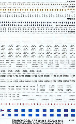 TAURO MODEL 48-564 SM.79 / CR-42 and G.50 - Data Stencillins and Insignas of Propellers