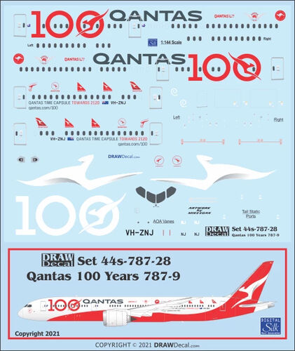 Draw Decal 44-787-28 Boeing 787-9 Dreamliner - Qantas 100 Years