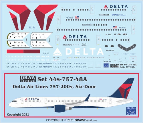 Draw Decal 44-757-48A Boeing 757-200 - Delta Air Lines (Six Door Version)