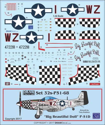 Draw Decal 32-P51-68 North American P-51 D - "Big Beautiful Doll" Gathering of Mustangs and Legends