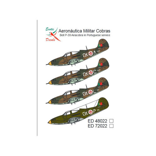 Exotic Decals 48022 Aeronautica Militar Cobras Bell P-39 Airacobra In Portugese Service