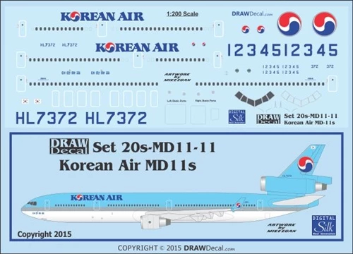 Draw Decal 20-MD11-11 McDonnell Douglas MD-11 - Korean Air