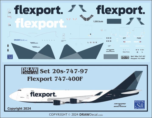 Draw Decal 20-747-97 Boeing 747-400F - Atlas Air Cargo Flexport