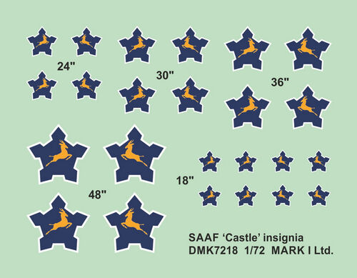 Mark I Decals DMK7218 South African AF 'Castle' Insignia - 1958-1981 (2 sets)