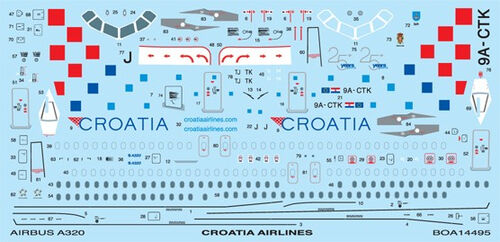BOA Decals 14495 Airbus A320 - Croatia Airlines (designed to be used with Revell kits)