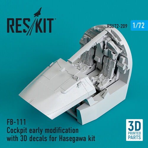 RES/KIT U72-0209 FB-111 Cockpit Early Modification With 3D Decals For Hasegawa Kit