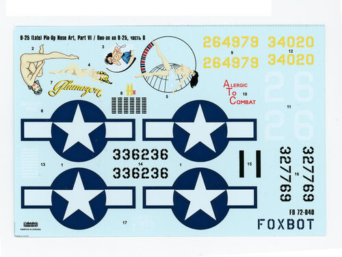 FOXBOT 72-040 North American B-25G/J Mitchell (Late) "Pin-Up Nose Art And Stencils" Part 6