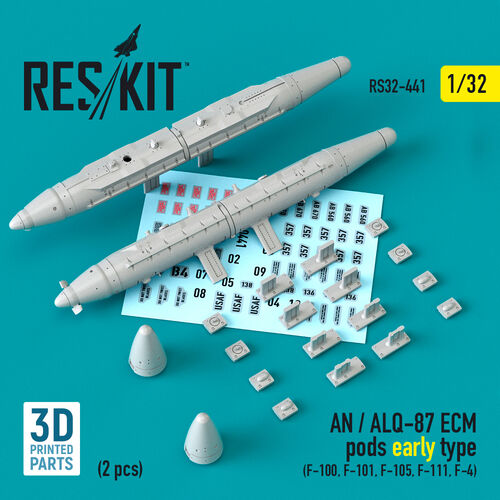 RES/KIT 32-0441 AN / ALQ-87 ECM Pods Early Type (2 pcs) (F-100, F-101, F-105, F-111, F-4)