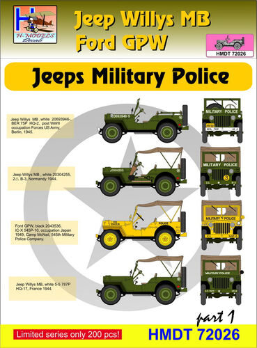 H-Model Decals T72026 Willys Jeep MB/Ford GPW: Military Police (Part 1)